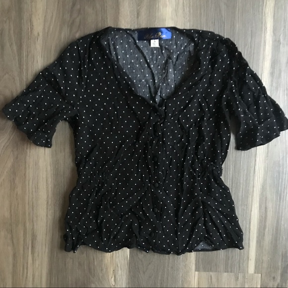 Blue Rain | Tops | 425 Blue Rain Black White Polka Dot Shirt | Poshmark